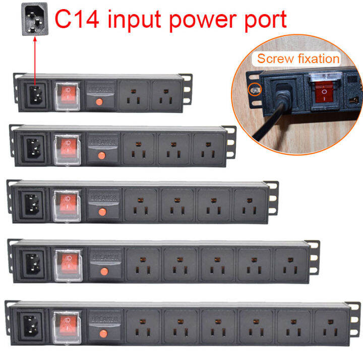 PDU Power Distribution Unit Rack mount Power Strip overload protection 2-12 Solt US Socket C14 ...