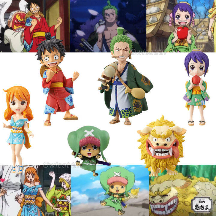 โมเดลวันพีช Set Wano Ver. OnePiece Luffy Zoro Nami Choper Tamako Koma ...