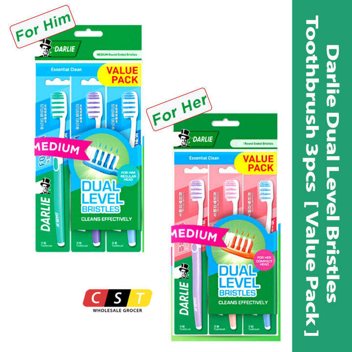 Darlie Dual Level Bristles Toothbrush / Berus Gigi 3pcs [Value Pack ...