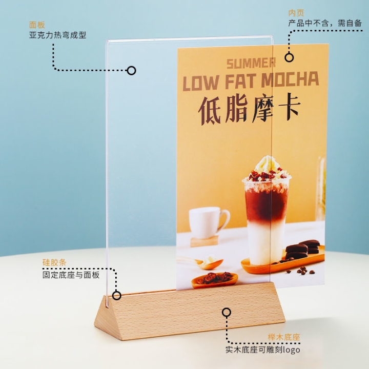 Restaurant Acrylic desktop display Billboard a4 Decca Stand Table Milk ...
