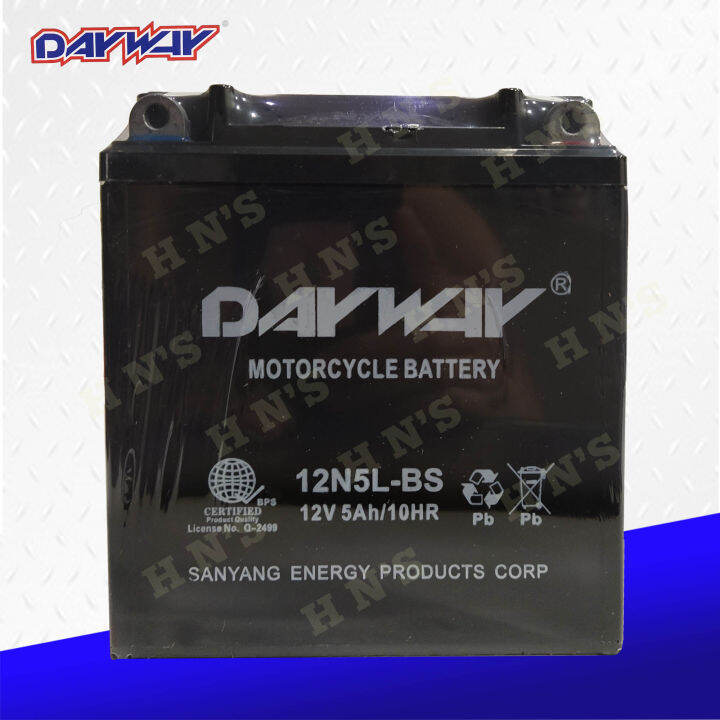 DAYWAY 12N5L-BS Maintenance Free Motorcycle Battery ( 12N5-3B ) | Lazada PH