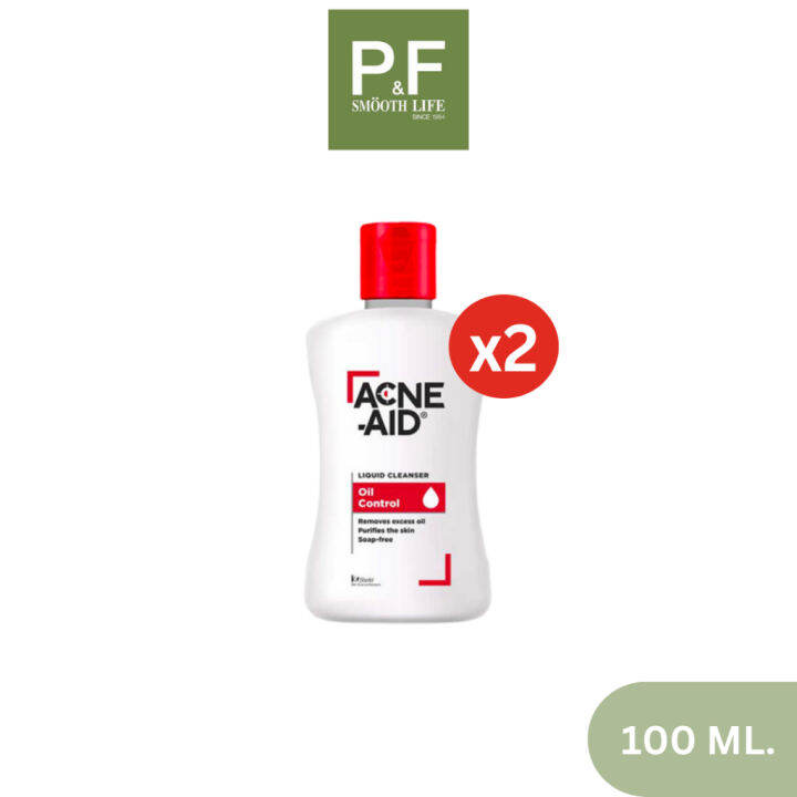 (แพ็ค2) ACNE-AID LIQUID 100 ML |ผลิตภัณฑ์ทำความสะอาดผิวหน้าสำหรับผิวมัน ( Acne-Aid สีแดง ...