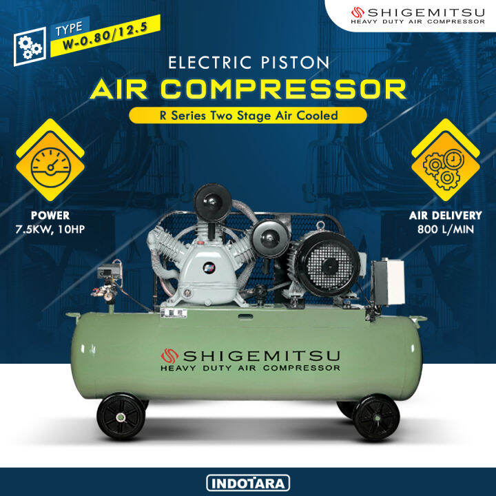 Kompresor Angin Listrik Two Stage Shigemitsu W-0.80/12.5 Tank 230L ...