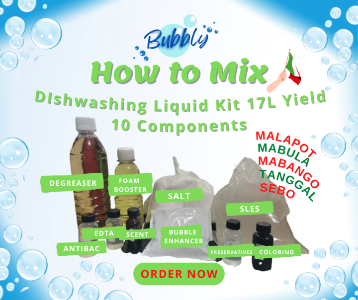 BUBBLY DIY Dishwashing Liquid Kit 17 Liters Yield (10 Components) High ...