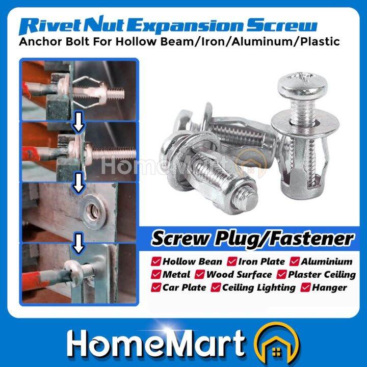 Rivet Nut Wall Plug Fixing Expansion Screw Anchor Bolt For Hollow Beam ...