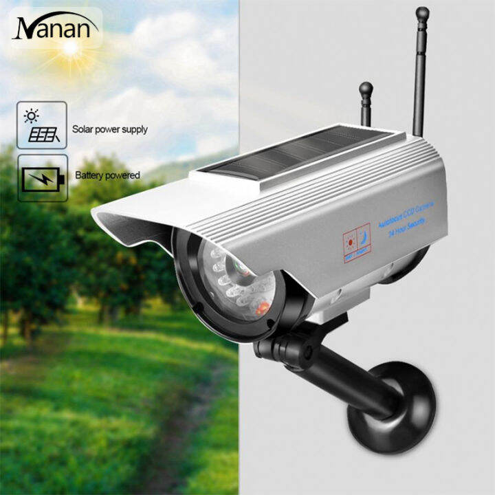 Solar Power Led Simulation Camera Outdoor Security Surveillance Silver ...