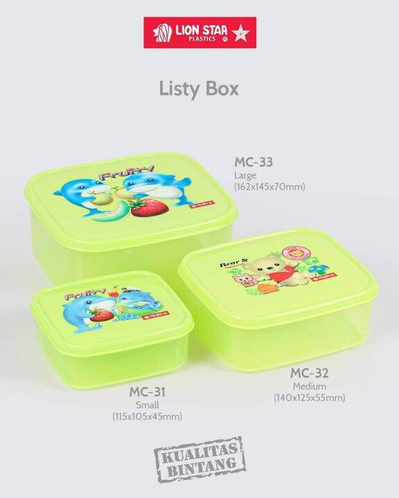 Listy Box Medium MC-32 LION STAR Box Makan/ KOtak makan Anak/ Lunch Box ...