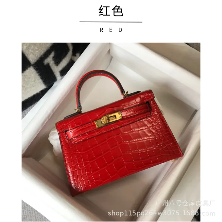 Kelly Bag Women's Second Generation Mini Crocodile Pattern Women's ...
