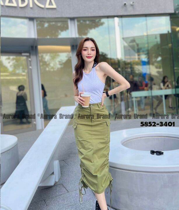 Aurora Setเสื้อเนื้อผ้ายืดหยุ่นมาคู่กับกระโปรง | Lazada.co.th