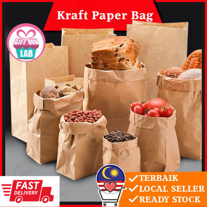 50pcs kraft Food Paper Bag Storage Packaging Paper Beg | Lazada