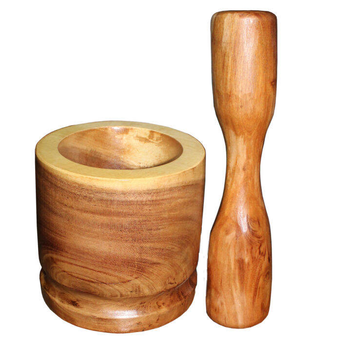 SANDERWOOD Big Wooden Mortar and Pestle / Dikdikan 8x8 inches - Pang ...