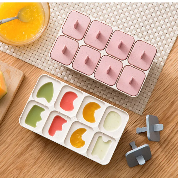 SYS21 8-Cell Wheat Straw Reusable Creative Letter Shape Ice Cream Molder DIY Popsicle Maker ...