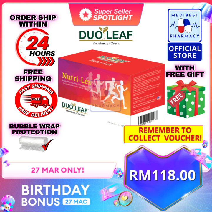 [EXP11/2023] Duoleaf Nutri-Lex 28 Sachets x 2500mg (Joint & Nerve ...