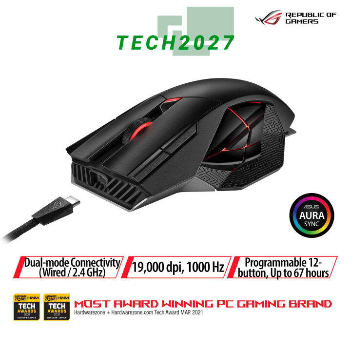 ASUS ROG Spatha X Wireless gaming mouse with dual-mode connectivity ...