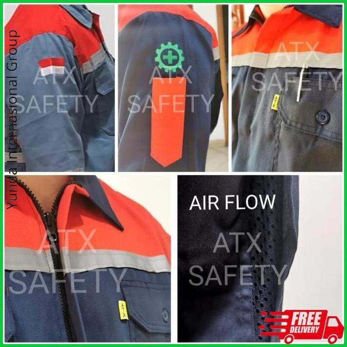 Wearpack Atasan Kemeja Safety Baju Safety Biru Pln Kombinasi Navy Atx ...