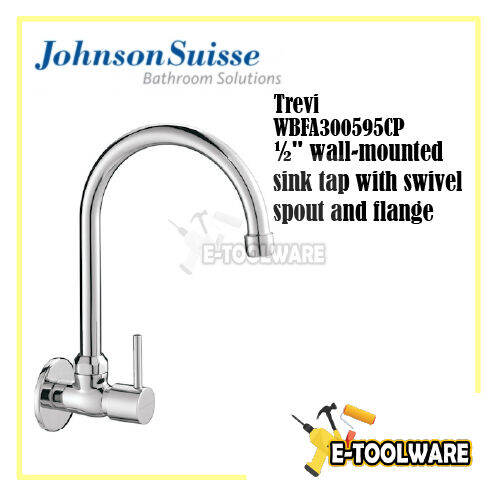 Johnson Suisse Trevi ½" Wall Mounted Sink Tap With Swivel Spout and ...