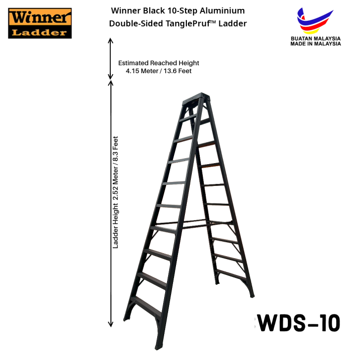 Winner Black Ladder 7/8/10 Step Double Sided Aluminium Ladder | Lazada