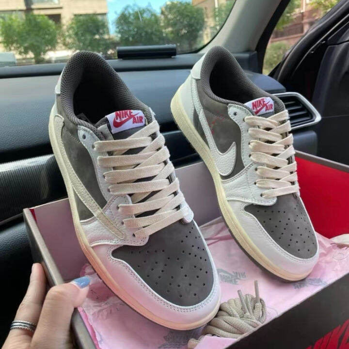 Adapted Travis Scott AJ1 Low white-brown reverse mocha ts barb 3.0 wax ...