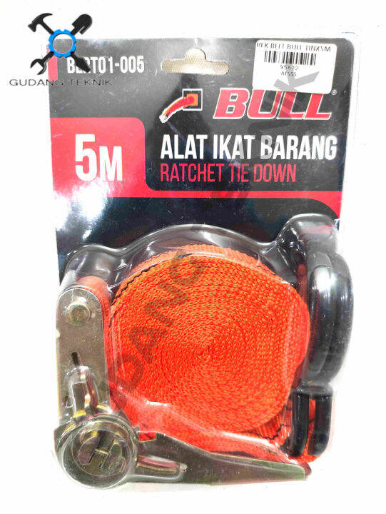Tali Trek Belt 1" 5M BULL 1 Ton / Tali Pengikat Barang 1 Inch 5 Meter 1 ...