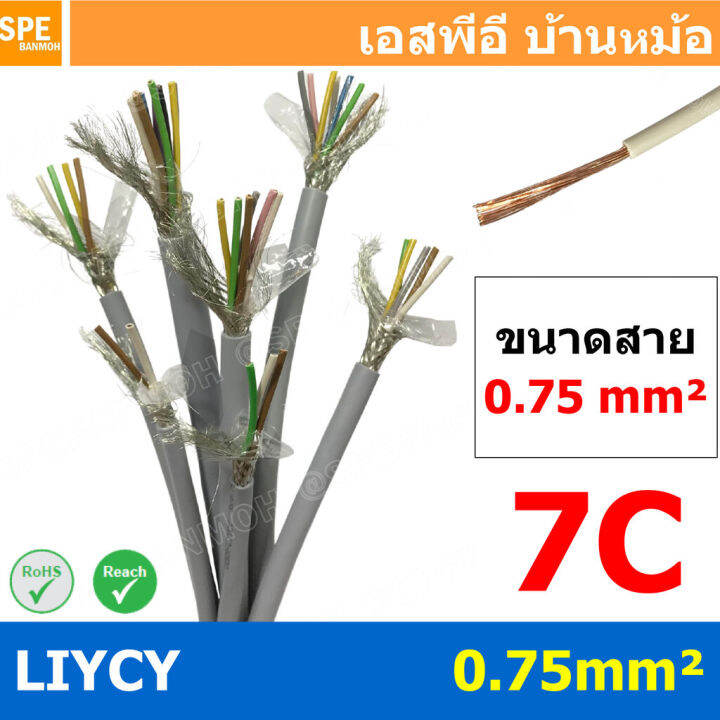 [ 1เมตร ] สาย LiYCY 0.75 mm² 7C x 0.75 สายไฟ Liycy สายชีลด์ LiYCY-JZ ...