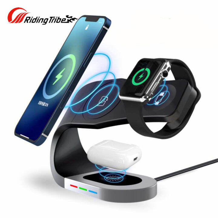Riding Tribe 3 In 1 Magnetic Wireless Charging Station Multiple Devices ...