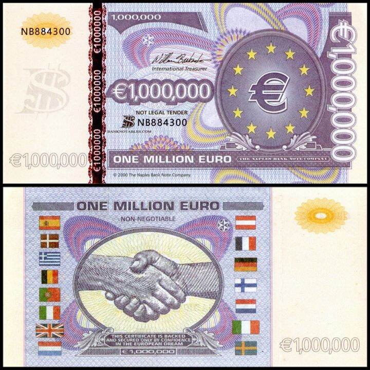 EURO 1000000 MILLION EURO (2000) UNC FANTASY BANKNOTE 2 | Lazada