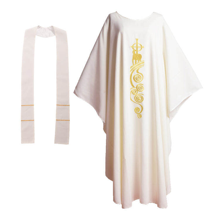 Catholic Vestments Lamb Cross Embroidered Priest Celebrant Chasuble ...