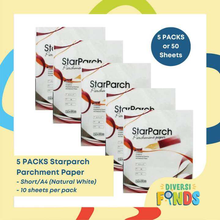 5 packs Starparch Parchment Paper A4 or Short Size Natural White ...