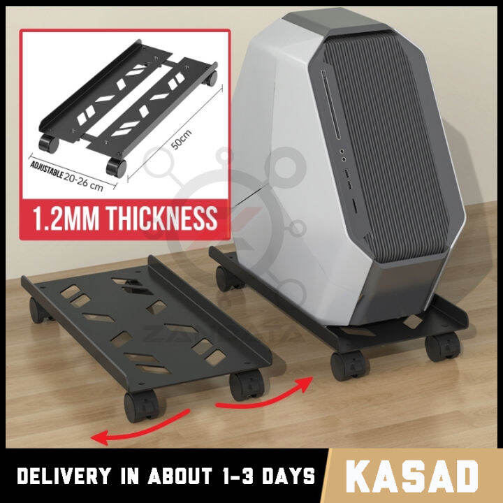 Mobile Computer CPU Stand Computer Host Bracket Adjustable Wide PC Tower Holder with Rolling ...