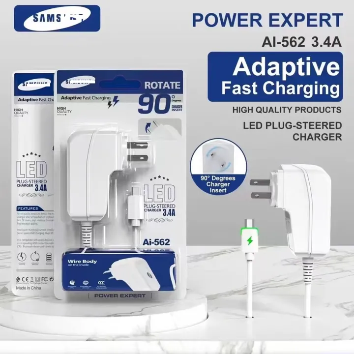 SAMSUNG Universal 2.1A Fast Super Speed Charger Light 90°Rotate ...