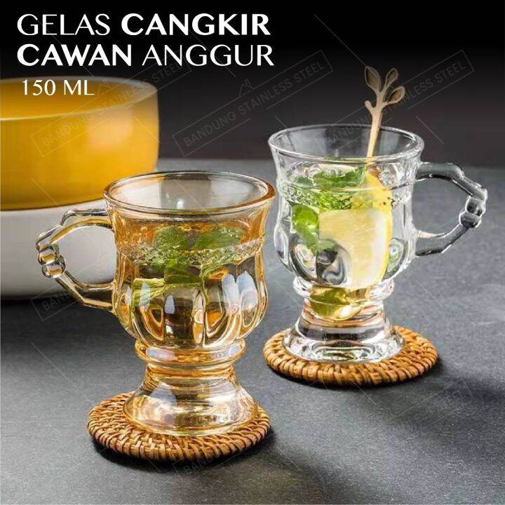 Gelas Kopi 150ml Cangkir Kaca Cafe Teh Susu Cawan Anggur Coffee Tea ...