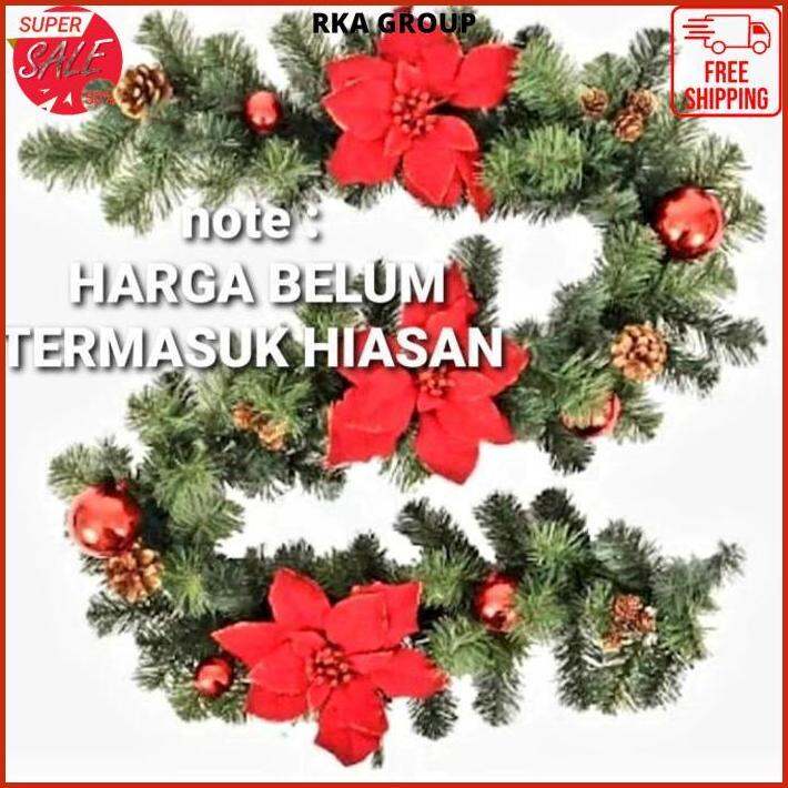 Garland Natal Daun Lilit Kawat Daun Natal Hijau Hiasan Daun Tangga ...