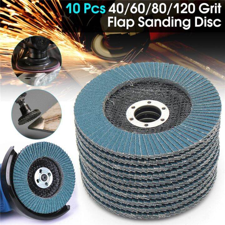 10pcs 125mm Professional Flap Discs 5 Inch Sanding Discs 40/60/80/120 Grit Grinding Polishing ...