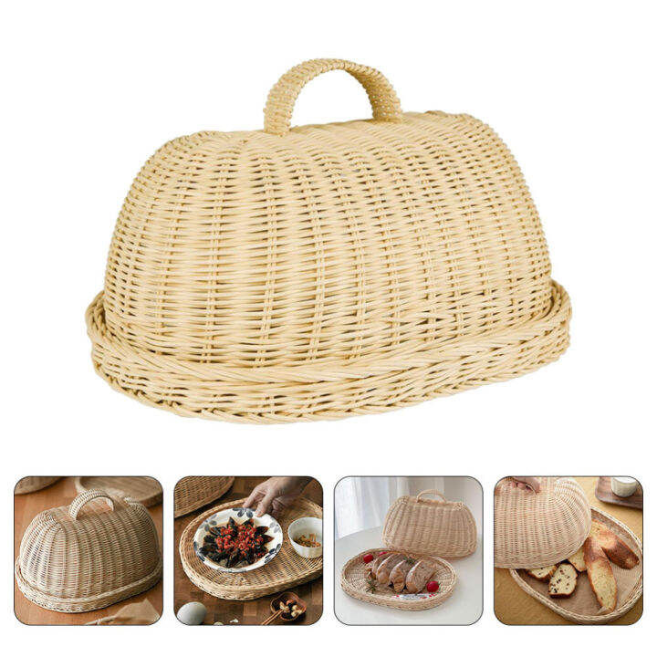 Tray Serving Cover Rattanbasket Bread Snack Wicker Kitchen Baskets ...