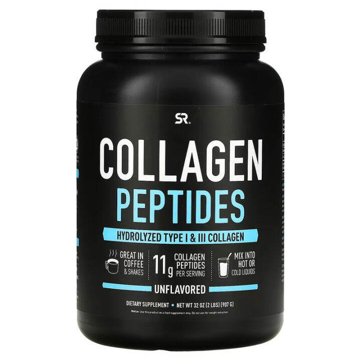 SR Sports Research Collagen Peptides Hydrolyzed Type I & III Collagen ...