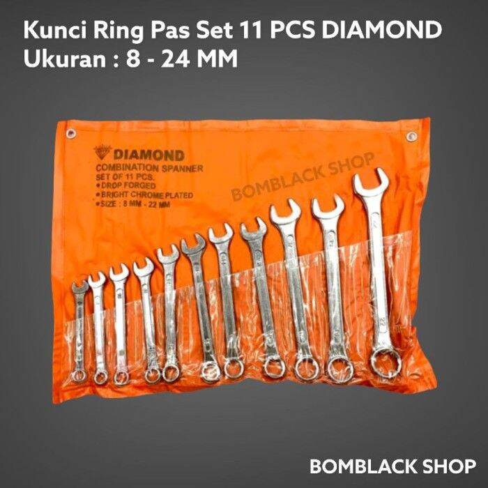 Kunci Ring Pas Set 11 Pcs 8 - 24 MM DIAMOND Kunci Ring 8-24mm Pas Set ...