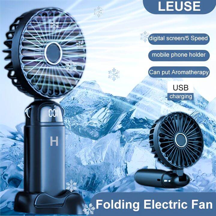 LEUSE Multifunctional 3in1 Portable Mini Fan Retractable 5-speed Small ...