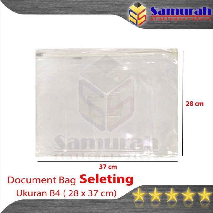 Document Bag Zipper Ukuran B4 28 x 37 cm / Tas Dokumen Seleting Plastik ...
