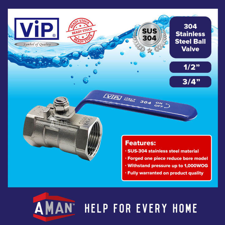 ViP SUS 304 Stainless Steel Ball Valve PN25 Anti Rust Water Pipe ...