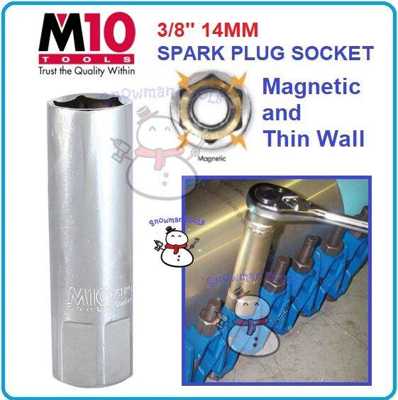 [100% ORIGINAL] M10 SPARK PLUG SOCKET (THIN WALL) 3/8'' 14MM MAGNETIC ...