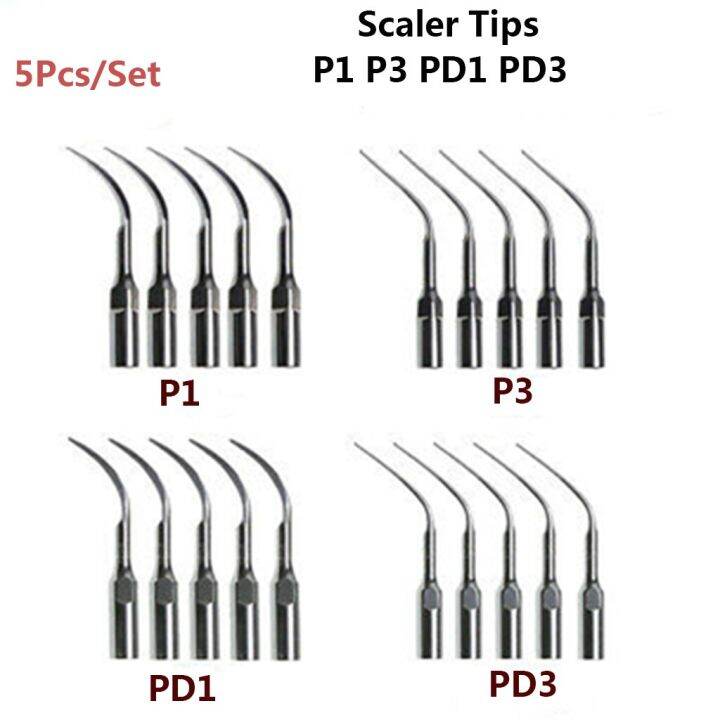 Cesoon 5Pcs/Set Dental Ultrasonic Piezo Scaler Tips P1 P3 PD1 PD3 Fit ...