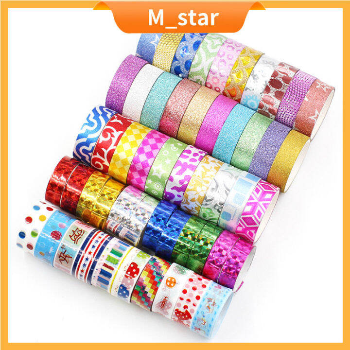 Isi 10 Pcs Selotip Gliter Motif Warna-Warni / Isolatip Solasi Selotip ...