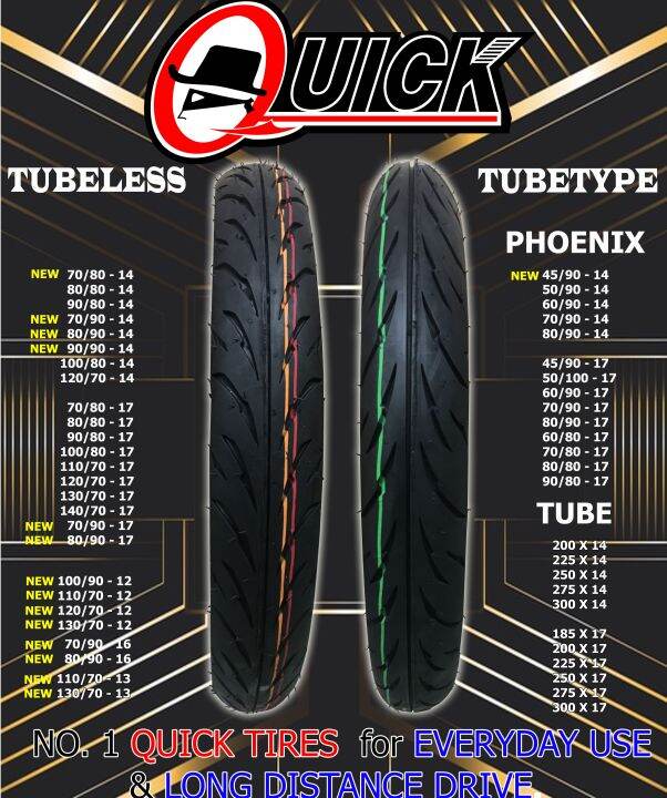 QUICK TIRES TUBELESS BY 12 | Lazada PH
