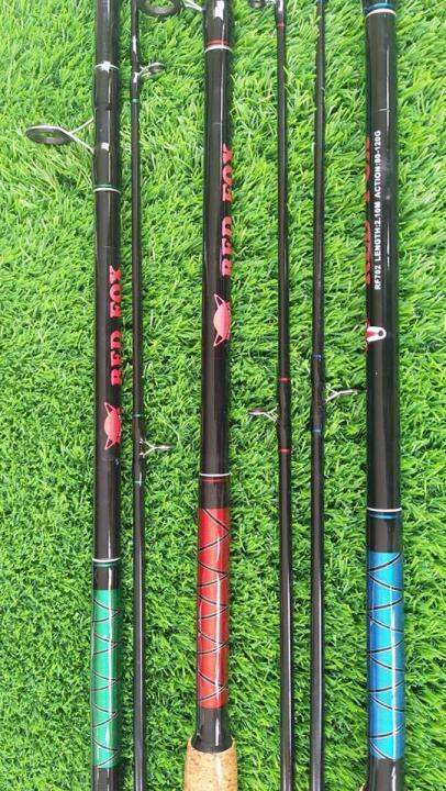 คันเบ็ดตกปลา RED FOX 7-8-9 ฟุต 2 ท่อน ด้ามไม้ก๊อกเคลือบเงา เวท 80-120G ...