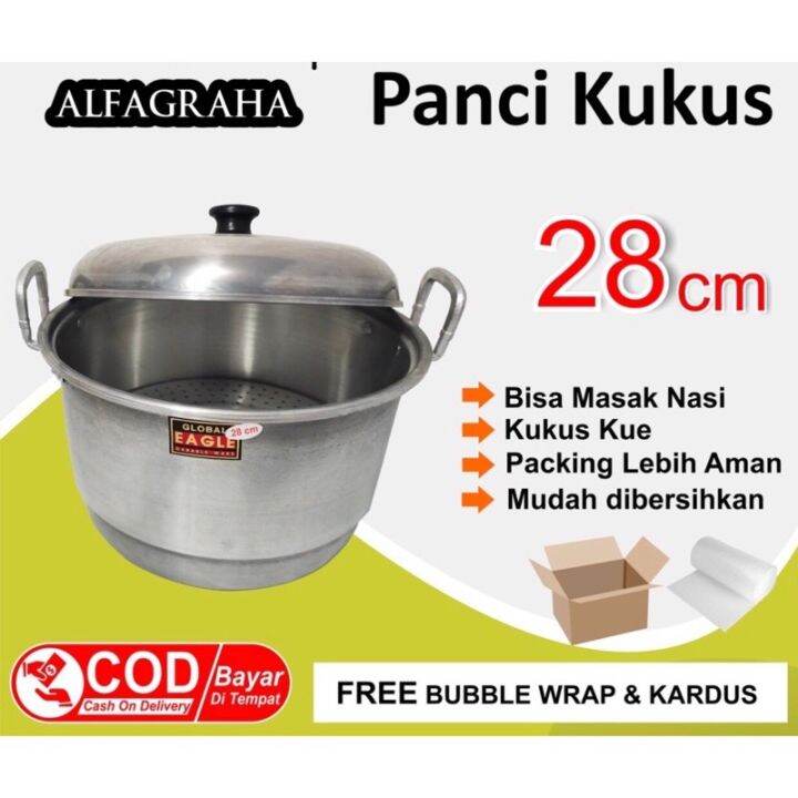 PANCI ALUMUNIUM LANGSENG DANDANG KUKUS STEAMER 28 CM GLOBAL EAGLE(D1D5 ...