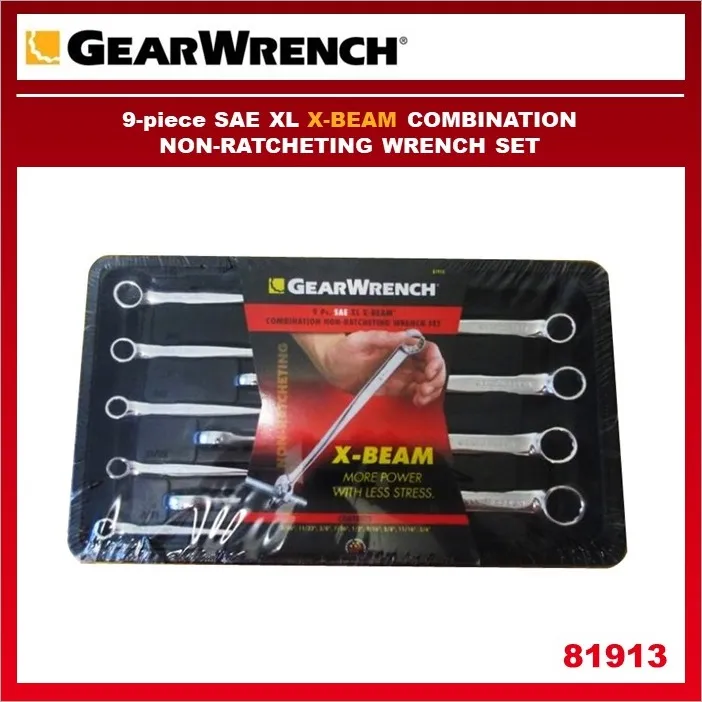GearWrench 9-piece 12 pt. SAE XL X-Beam Combination Non-Ratcheting ...
