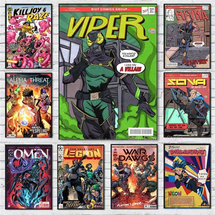 2022 Online Game Valorant Comic Poster Reyna Jett Gaming Gamer Canvas ...