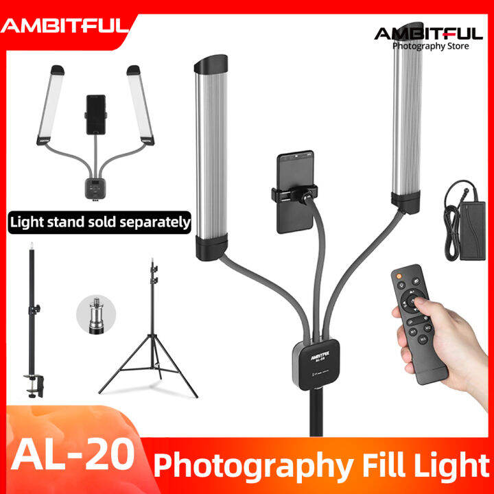 AMBITFUL AL-20 Double Arms Fill LED Light 3000K-6000K 40W Long Strips ...