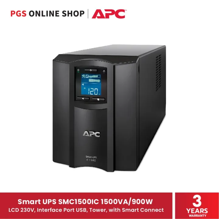 APC Smart UPS SMC1500IC เครื่องสำรองไฟ 1500VA/900W LCD 230V, Interface Port USB, Tower, with ...