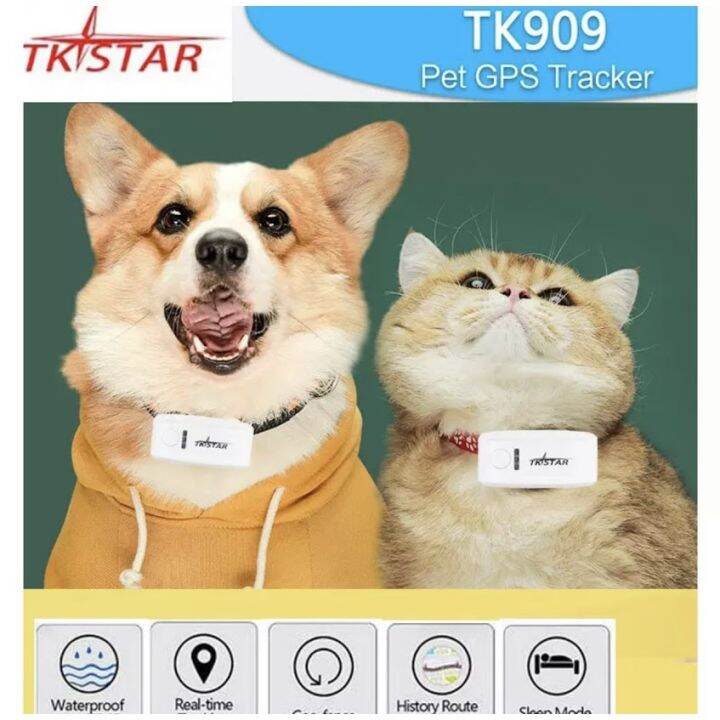 TKSTAR MINI PET GPS Tracker สร้อยคอ GSM GPRS TK909 Real Time SOSการติด ...